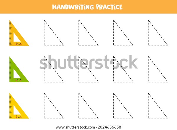 Tracing Lines Kids Colorful Triangular Rulers Stock Vector (Royalty ...