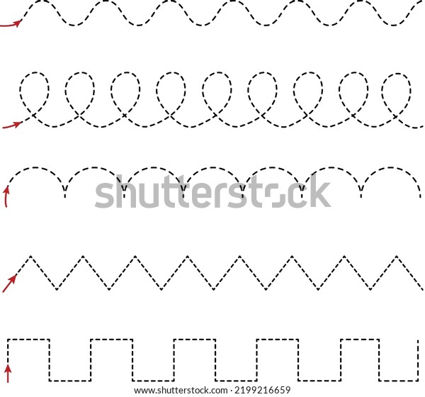 Tracing Lines Kids Handwriting Practice Children Stock Vector (Royalty ...