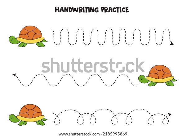 Rastreo para niños con tortuga. Práctica: vector de stock (libre de regalías) 2185995869 ...