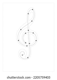 Tracing Music Key Gclef Vector Background Stock Vector (Royalty Free ...