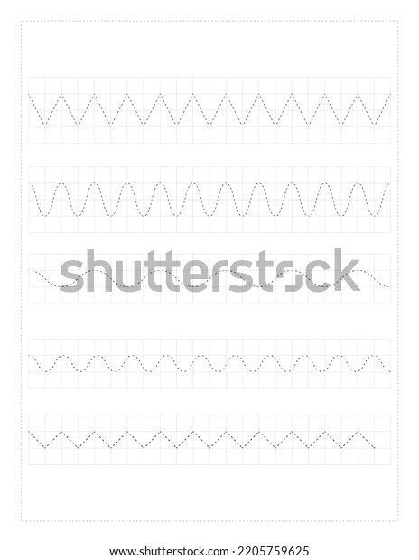 Tracing Page Practice Grey Vector Background Stock Vector (Royalty Free ...