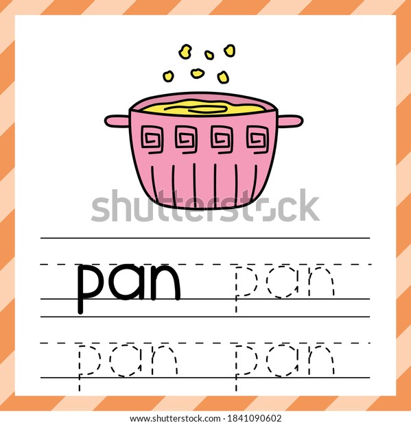 Tracing Worksheet Word Pan Phonic Learning Stock Vector (Royalty Free ...