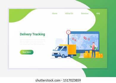 Tracking Delivery Service Flat Vector Illustration Stock Vector ...