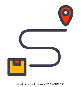 Tracking Map Color Filled Icon Delivery Stock Vector (Royalty Free ...