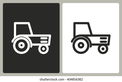 Tractor Black White Icons Vector Illustration Stock Vector (Royalty ...