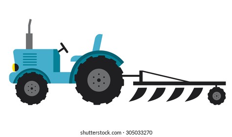 Tractor Blue Cultivator Stock Vector (Royalty Free) 306508511