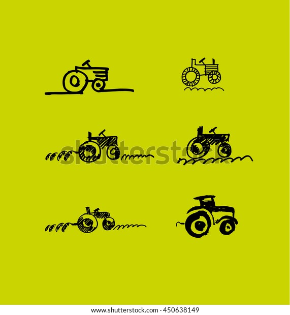 Tractor Hand Drawn Icon Simple Vector Stock Vector (Royalty Free) 450638149