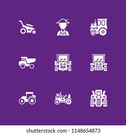 Tractor Icon Set Lawn Mower Farmer Stock Vector (Royalty Free ...