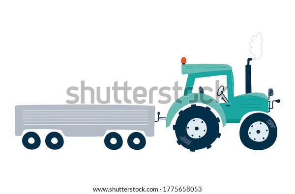 Tractor Trailer Isolated On White Background Stock Vector (Royalty Free ...