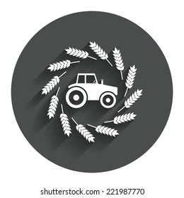 Tractor Wreath Wheat Corn Sign Icon Stock Vector (Royalty Free ...