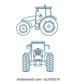 Front Back Top Side Tractor Projection: เวกเตอร์สต็อก (ปลอดค่าลิขสิทธิ์ ...