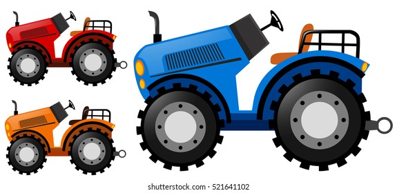 Red Blue Tractors Trolley Vector Illustration Stock Vector (Royalty ...