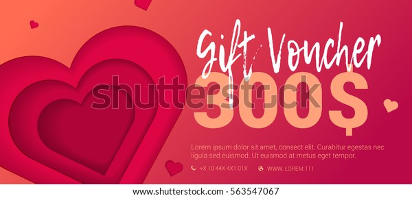 Trad Gift Certificate Embossed Heart Voucher 库存矢量图（免版税）563547067 ...