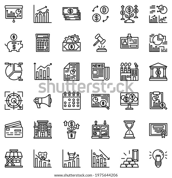 Trading Icon Set Outline Style Stock Vector (Royalty Free) 1975644206 ...