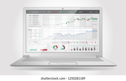 Laptop Showing Charts Graph Analysis Business Stock Vector (Royalty ...