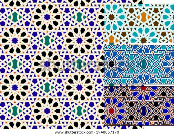 Traditional Arabic Geometric Patterns Fantasy Based Stock Vector ...