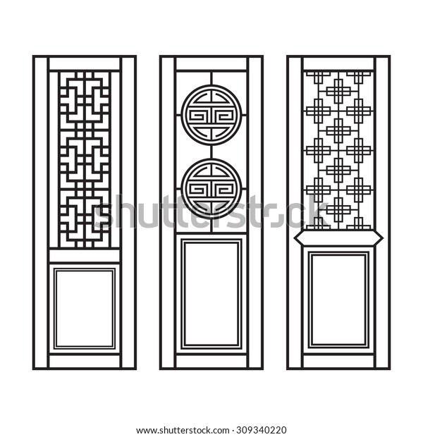 Traditional Asian Window Door Pattern Vector 库存矢量图（免版税）309340220 ...
