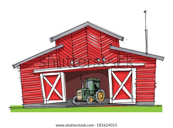 Traditional Barn Cartoon Stock Vector (Royalty Free) 185624015