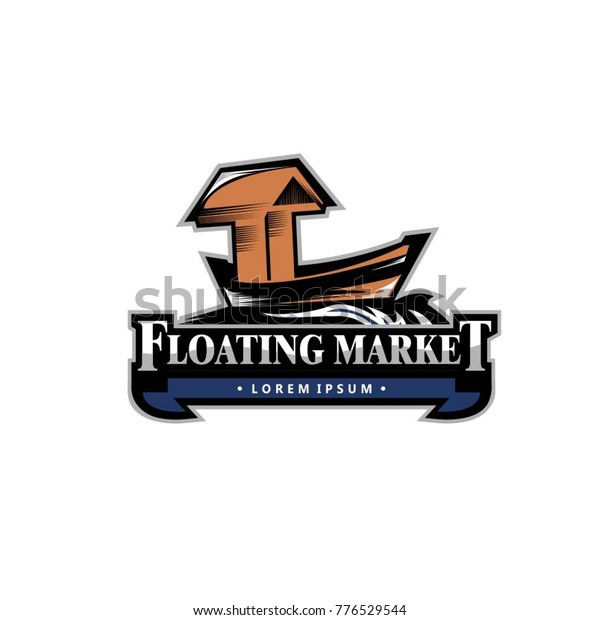 Traditional Boat Floating Market Logo Stock Vector (Royalty Free ...