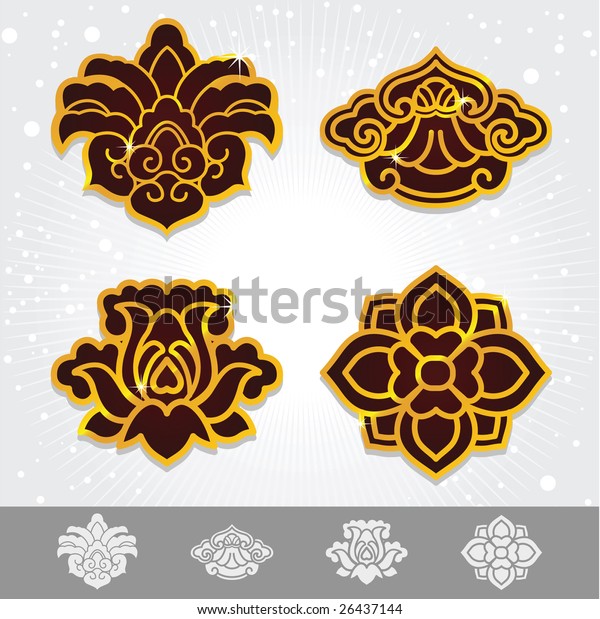 Traditional Chinese Art Pattern Icon Set: vector de stock (libre de ...