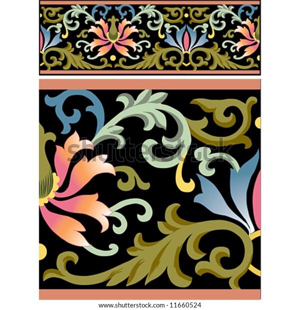 Vektor Stok Traditional Chinese Border Pattern Images Embroideries ...
