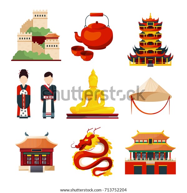 Traditional Chinese Cultural Objects Vector Style: เวกเตอร์สต็อก (ปลอด ...