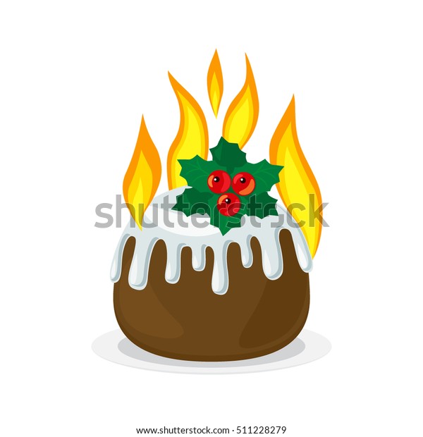 Traditional Christmas Pudding Fire Flat Vector Stock Vector (Royalty ...
