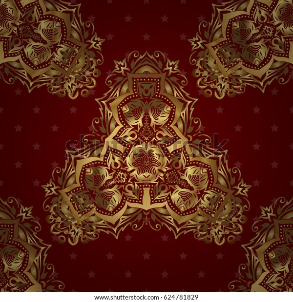 Traditional Classic Pattern Gold Red Colors Stock Vector (Royalty Free ...
