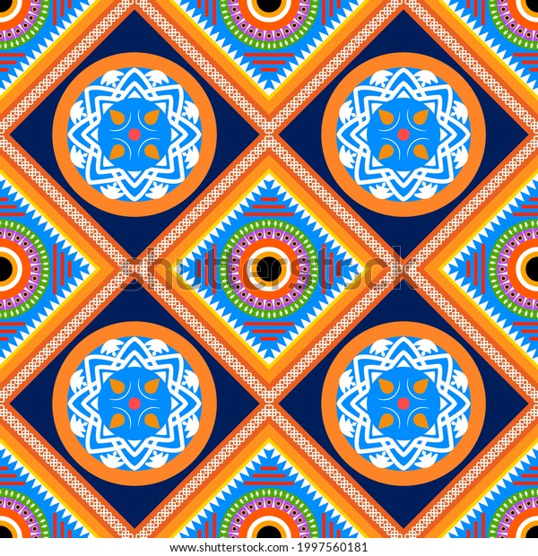 Traditional Fabric Pattern Screen Printing Weaving Stock Vector ...