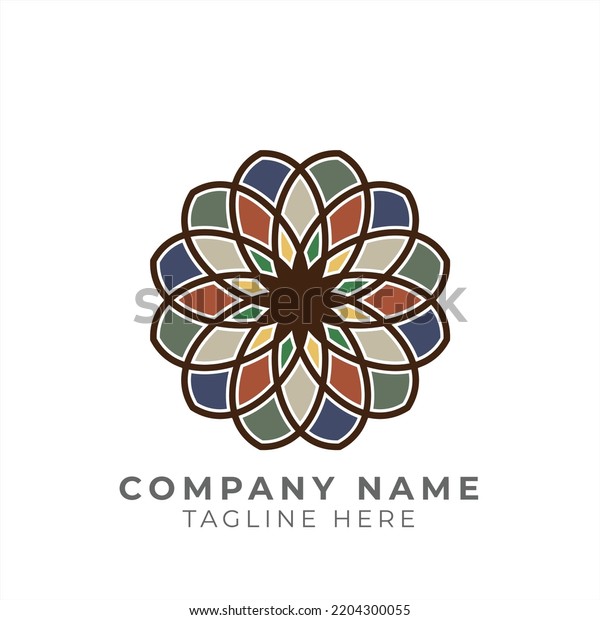 Traditional Floral Pattern Logo Design Stock Vector (Royalty Free ...