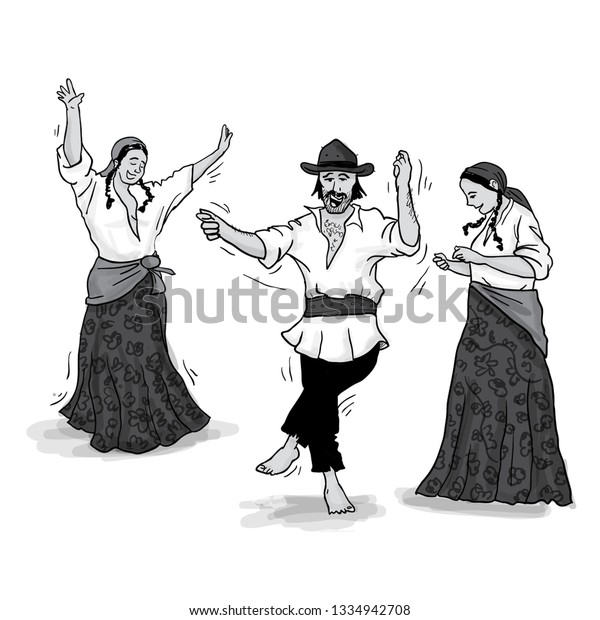 Traditional Gypsies Dancing Stock Vector (Royalty Free) 1334942708 ...