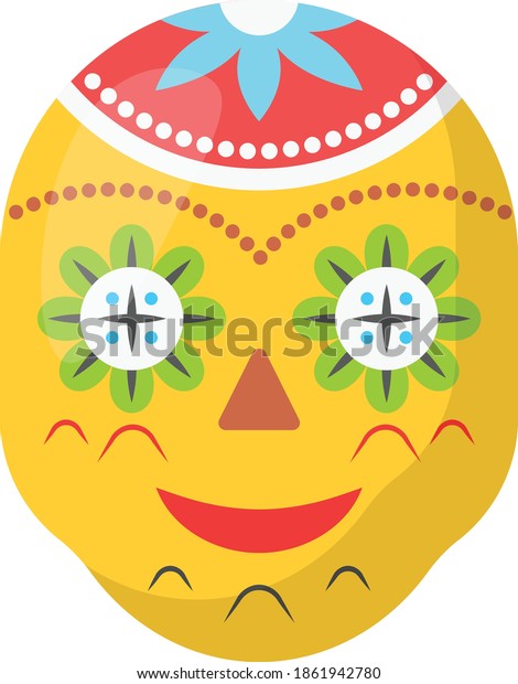 Traditional Hispanic Mask Vector Color Icon Stock Vector (Royalty Free ...