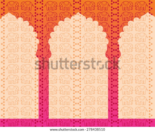Traditional Indian Henna Pattern Elephants Pink Stock Vector (Royalty ...