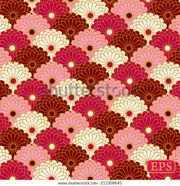 Traditional Japanese Flower Pattern Stock Vector (Royalty Free) 213308845