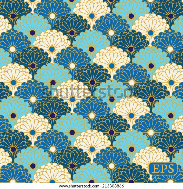 Traditional Japanese Flower Pattern Stock Vector (Royalty Free) 213308866