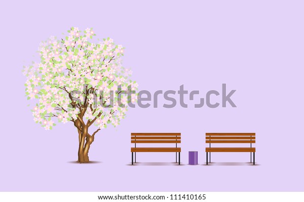 Traditional Japanese Tree Benches Vector Illustration Stock Vector ...