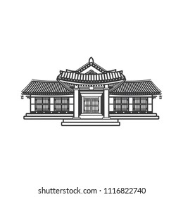 Traditional Korean House Flat Vector Illustration Stock Vector (Royalty ...