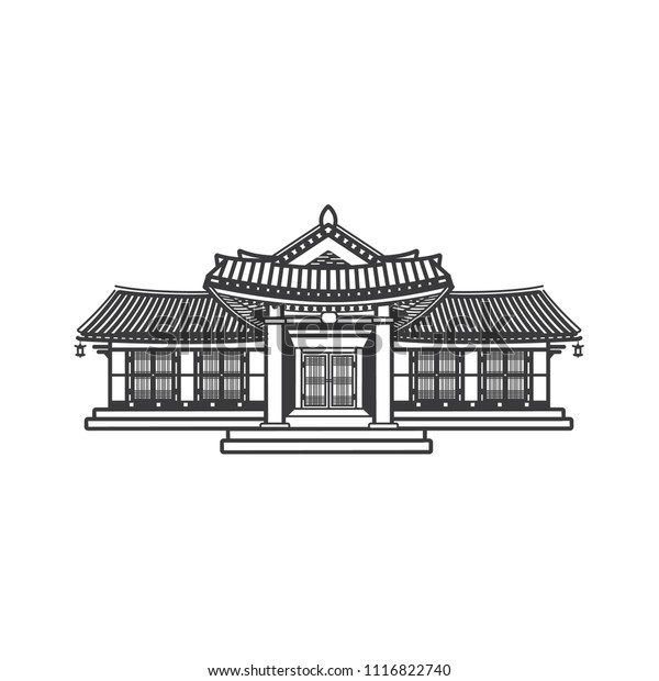 Traditional Korean House Flat Vector Illustration Stock Vector (Royalty ...