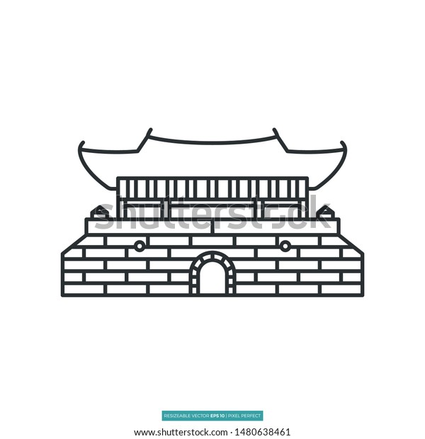 Traditional Korean House Icon Vector Illustration Stock Vector (Royalty ...
