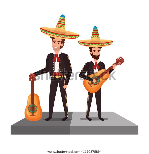 Traditional Mexican Mariachis Characters Stock Vector (Royalty Free ...