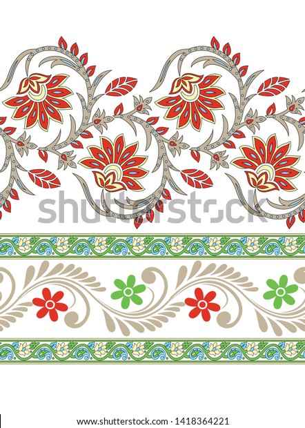 Traditional Paisley Pattern Border On White Stock Vector (Royalty Free ...