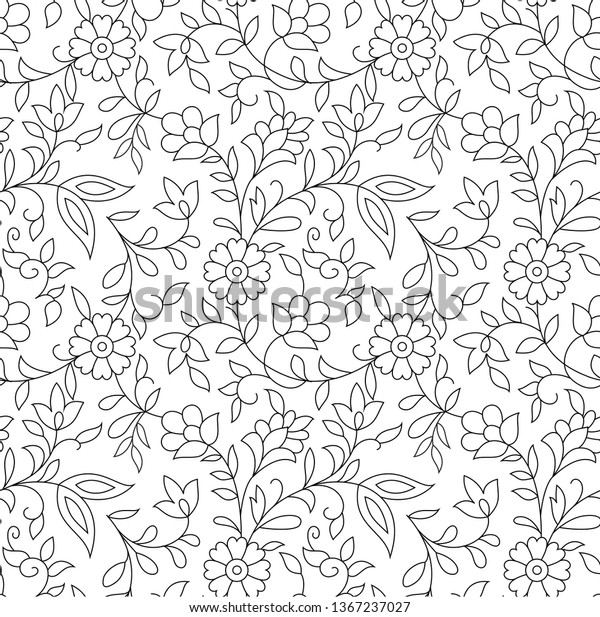 Traditional Paisley Pattern On Out Line Stock Vector (Royalty Free ...