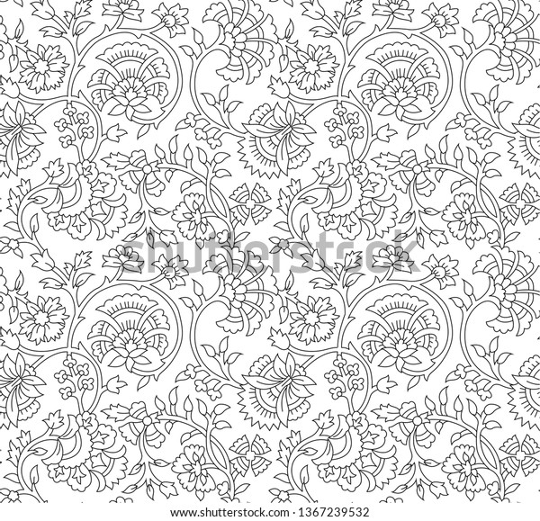 Traditional Paisley Pattern On Out Line Stock Vector (Royalty Free ...