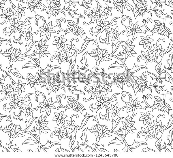 Traditional Paisley Pattern On Outline Stock Vector (Royalty Free ...