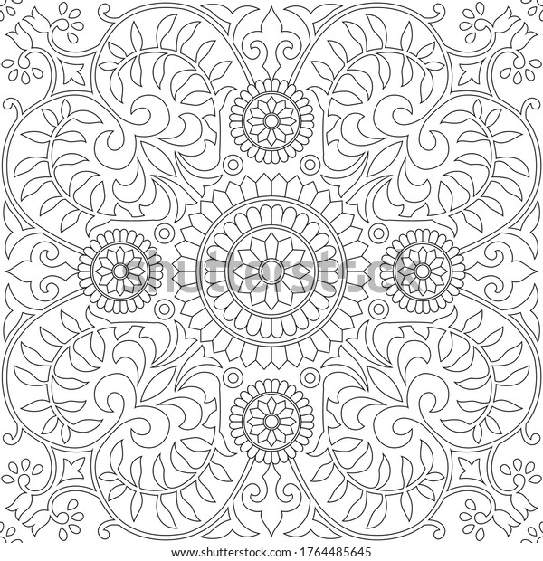 Traditional Paisley Pattern On Outline Stock Vector (Royalty Free ...