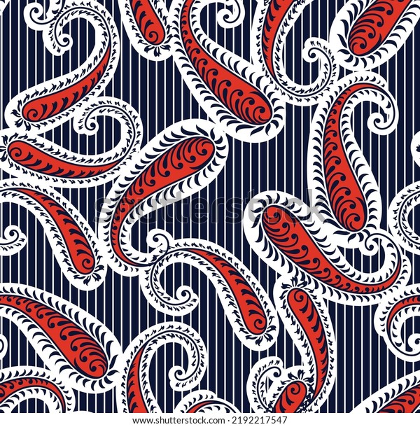 Traditional Paisley Pattern Strips Pattern On Stock Vector (Royalty ...