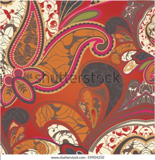 Traditional Pattern Cashmere Fabrics Stock Vector (Royalty Free ...