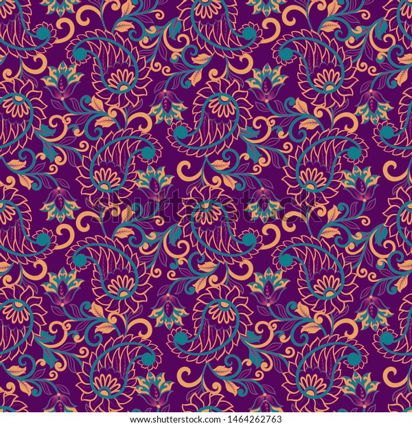 Traditional Seamless Paisley Pattern Indian Floral Stock Vector