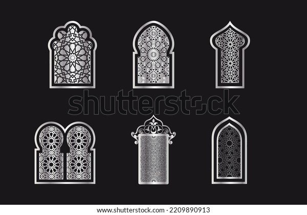 Traditional Silver Arabic Islamic Windows Arabic Stock Vector (Royalty ...