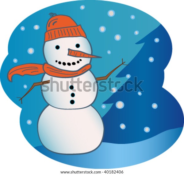 Traditional Snowman Stock Vector (Royalty Free) 40182406